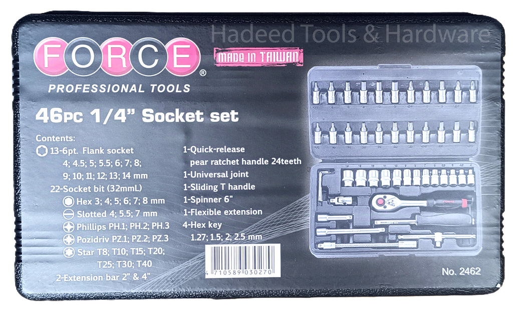 Force 2462 Socket Set 1/4" 46 Pcs Mini Bit Box Set – Hadeed Tools ...