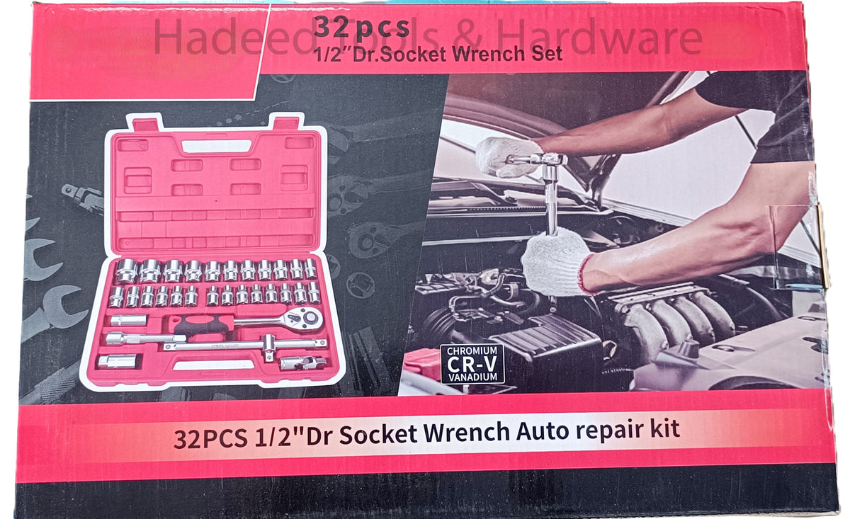 Socket Set 1/2" sq drive 32 Pcs Hex & Bi-hex Box spanner Goti set 8-32 ...