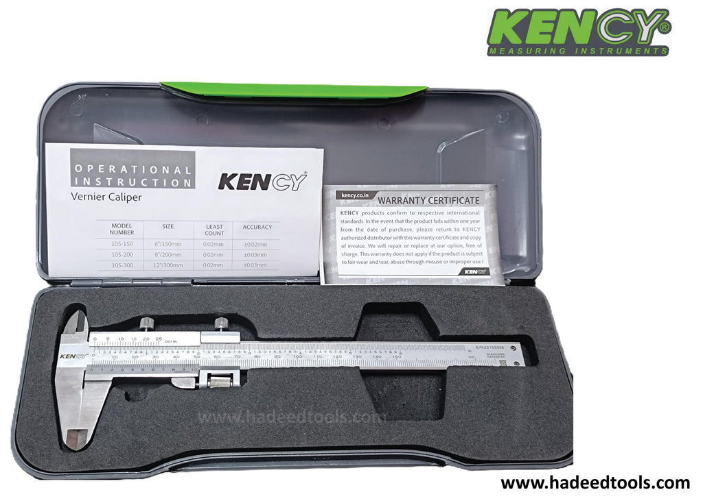 Vernier Caliper with Fine Adjustment KENCY 150mm/6" – Hadeed Tools ...
